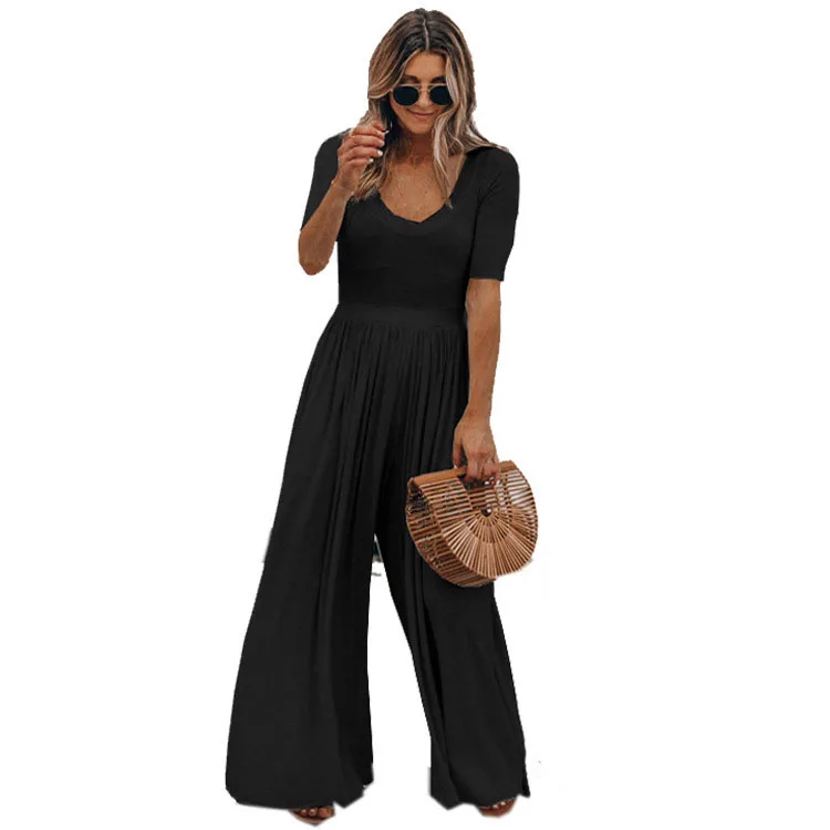 2019 Summer Women Casual Jumpsuits Loose Party Long Overalls Solid ...