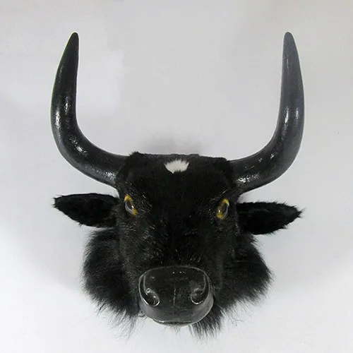 simulation-cute-black-bull-head-30x32x18cm-model-polyethylene-furs-bull ...