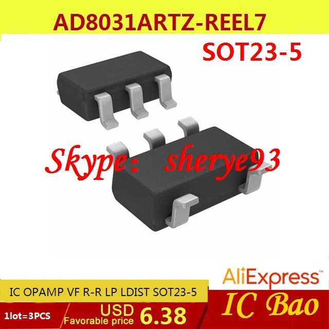 Free Shipping Electronic Kit AD8031ARTZ REEL7 IC OPAMP VF R R LP LDIST SOT23 5 8031 AD8031 3pcs ...