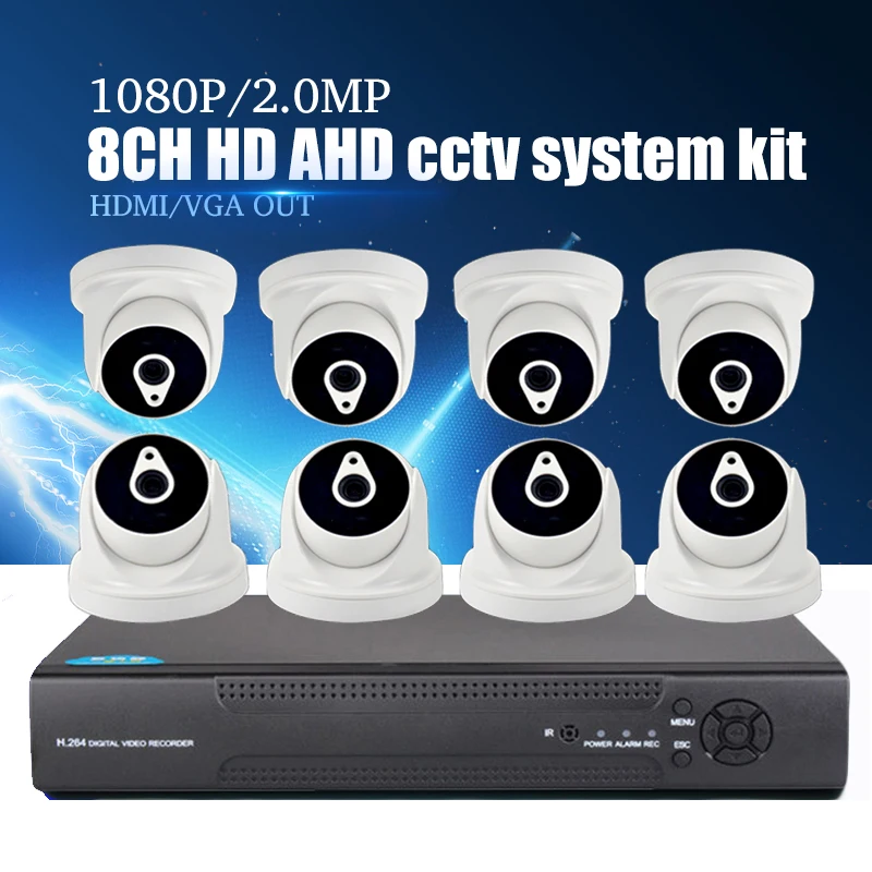 YiiSPO CCTV Camera DVR System AHD 1080P Kit 8 Channel CCTV DVR HVR NVR ...