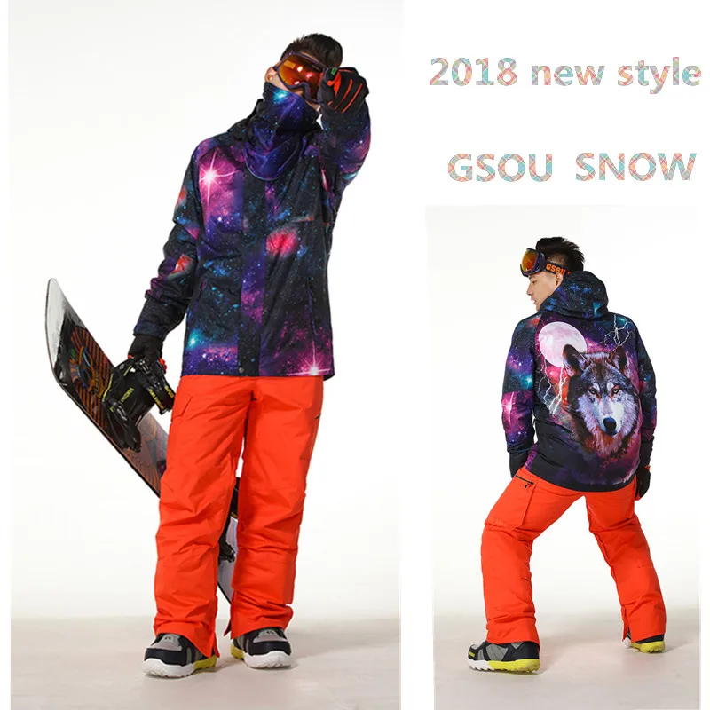 Gsou Snow For Men 스키 스포츠 방수 하이킹 스노우 보드 자켓 스키 복 남성용 대형 사이즈 겨울 자켓 + 웜 바지 ...