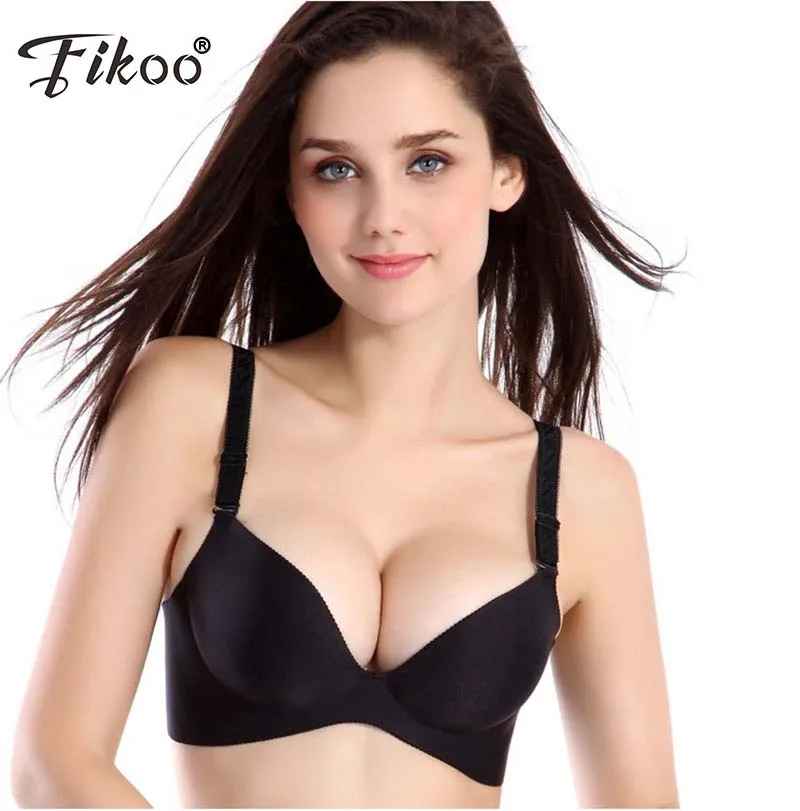 Fikoo Sexy Deep V Push Up One Piece Seamless Bra A Chip Small Thick
