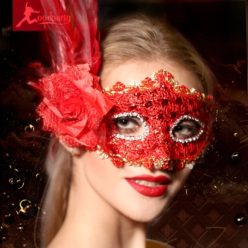 quality masquerade masks beauty princess mask leather feather mask-in ...