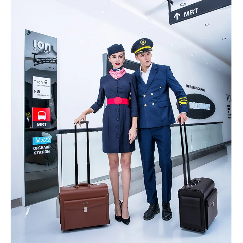 feixueer Hot Luxury Business Leather Trolley Suitcase Pilot Captain ...