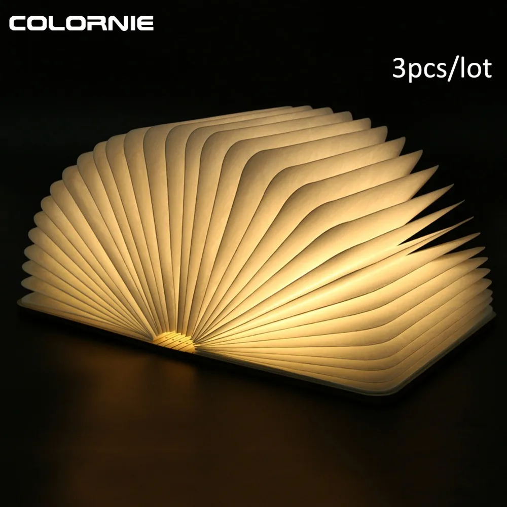 3 unids/lote luz de noche LED plegable de madera Luz de libro y lámpara ...