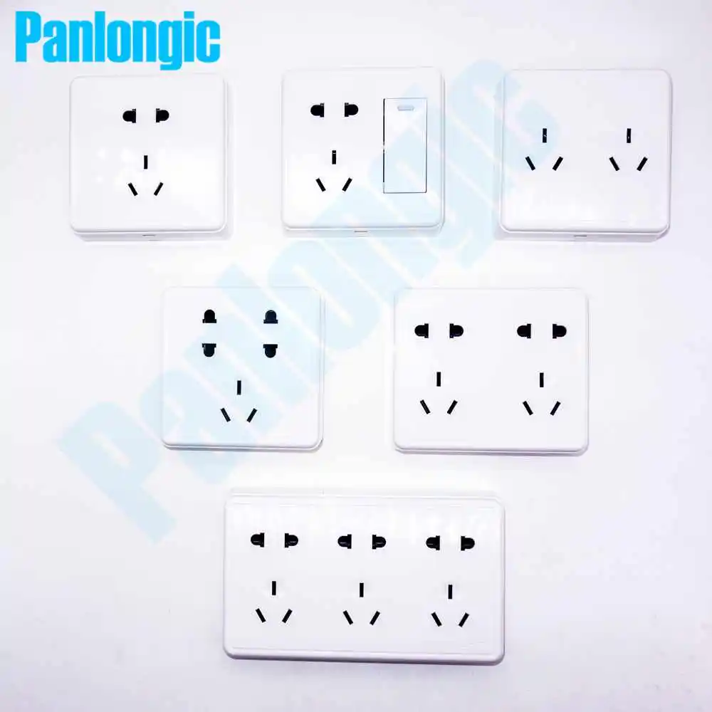 Surface Mounted Pure White 86 Type Wall Socket Panel Outlet Electric ...