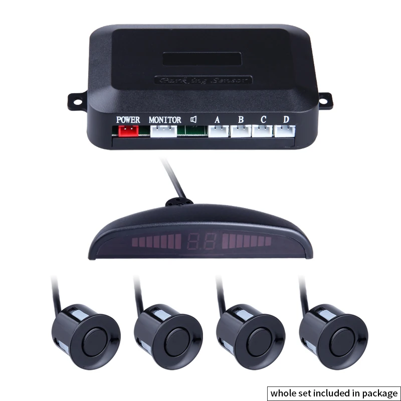 Car-LED-Parking-Sensor-System-4-Sensors-Parktronic-Reverse-Backup-Car ...