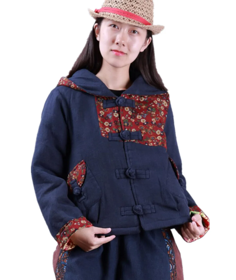 YESNO TS5 Women Short Quilted Jacket Long Sleeve Ethnic Patch Chinese ...