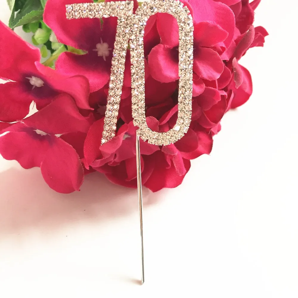 Adults happy age 70th birthday party decoration small 5 cm silver ...