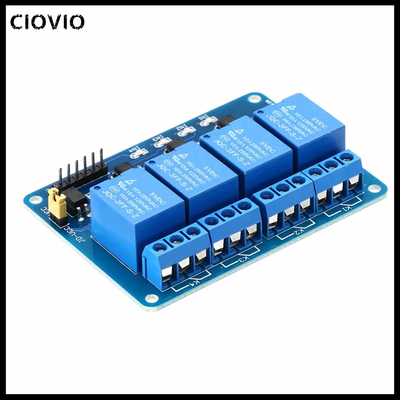4 Channel DC 5V Relay Module with Optocoupler Low Level Trigger ...