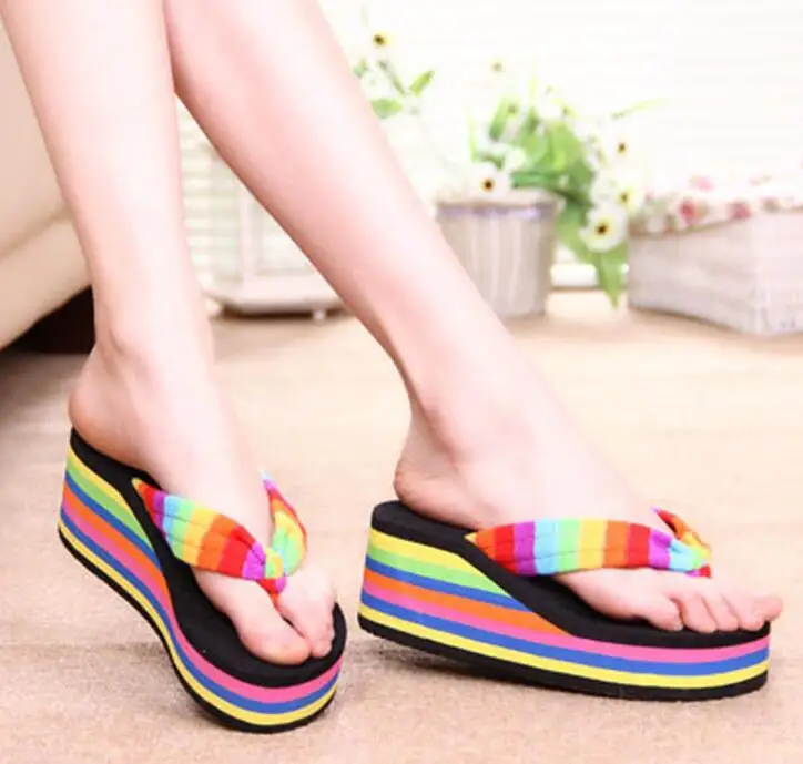 Rainbow Colorful Summer Wedge Slippers - Queerks™