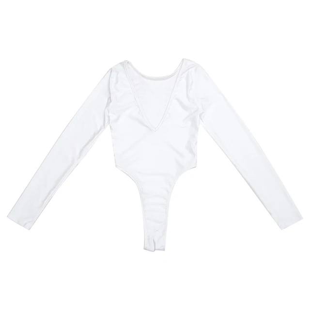 Women Sexy Black Long Sleeve High Cut Crotchless Leotard Bodysuit Jumpsuit Thong Sleeveless ...