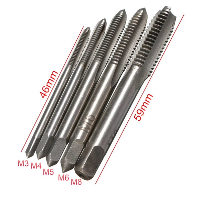5Pcs-Set-HSS-Machine-Spiral-Point-Straight-Fluted-Screw-Thread-Metric ...