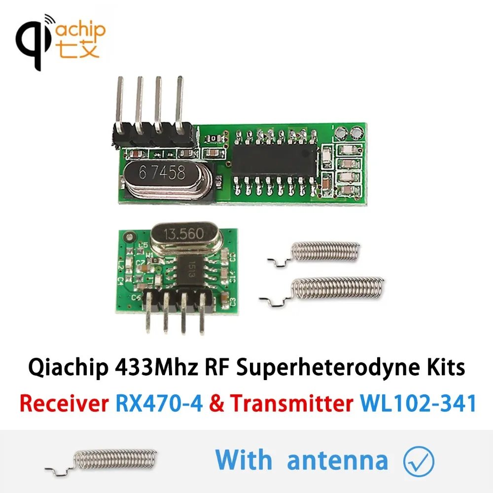 QIACHIP 433Mhz RF Receiver & Transmitter Superheterodyne ASK/OOK Module ...