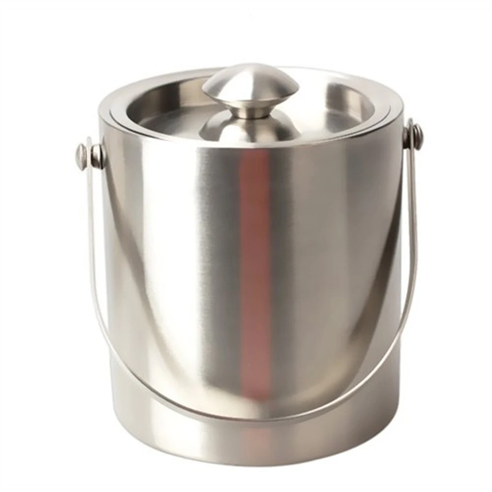 Double wall Stainless Steel Ice Bucket Insulated Ice Cube Container ...