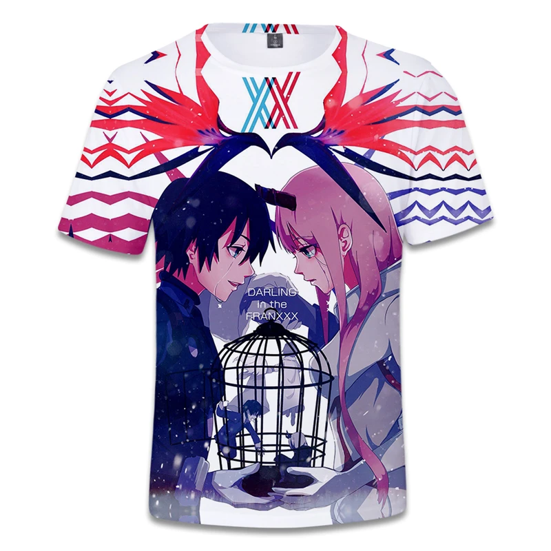 Harajuku Men Women Japan Anime Darling In The Franxx T Shirts Zero Two ...