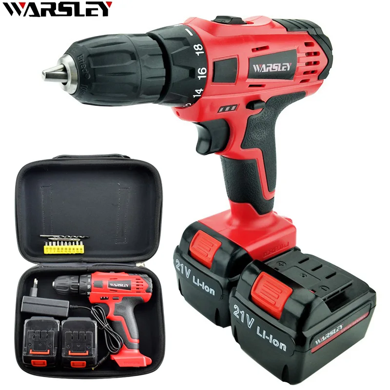 21v Cordless Rechargeable Screwdriver Li Ion Torque Drill Mini Electric