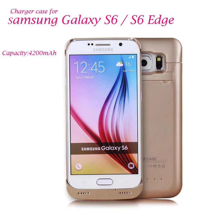 Portable Ultra Thin Slim Charger Case 4200mAh for Samsung S6,S6 Edge Backshell Backup Power Case ...