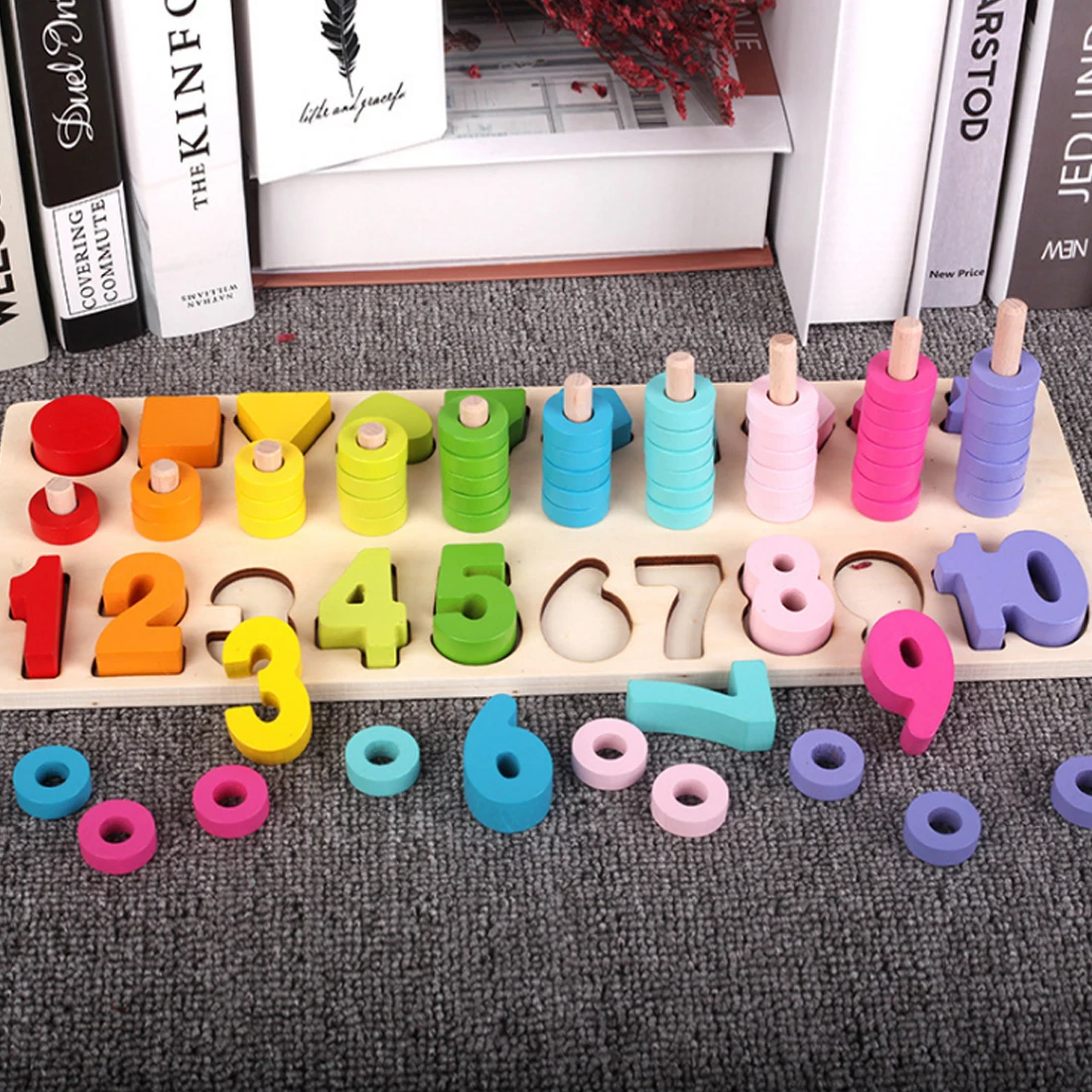 3 In1 Baby preschool puzzle toys Baby Wood Montessori Count Numbers ...