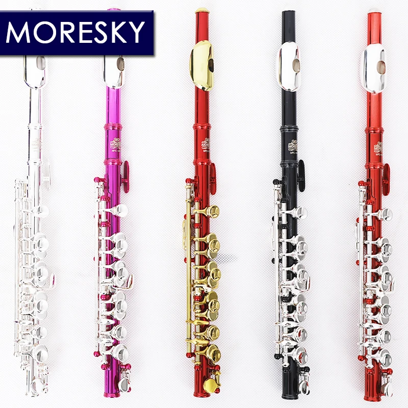 Moresky flauta piccolo com teclas em c, tamanho médio, banhado a prata ...