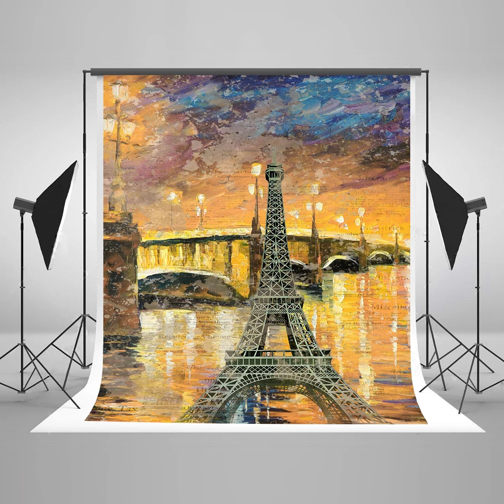Kate 5x7 Backdrop for Photography Portable Cotton Painted Eiffel Tower ...