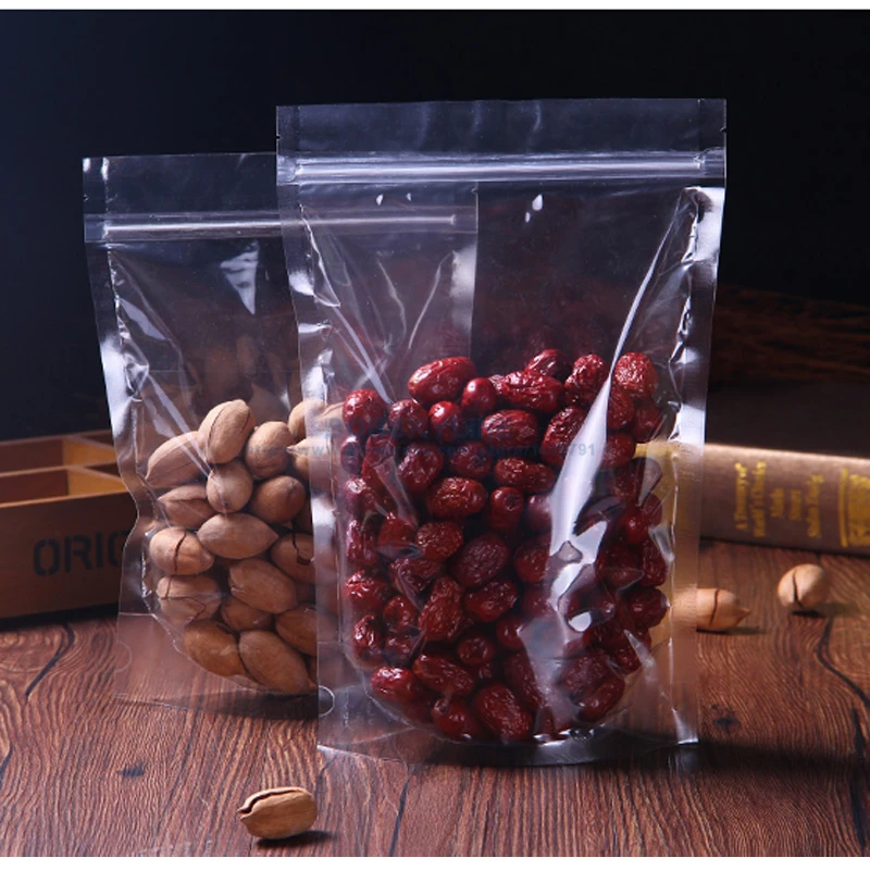 100pcs 14*20cm Clear Plastic Pouch Zip lock Stand up Transparent ...