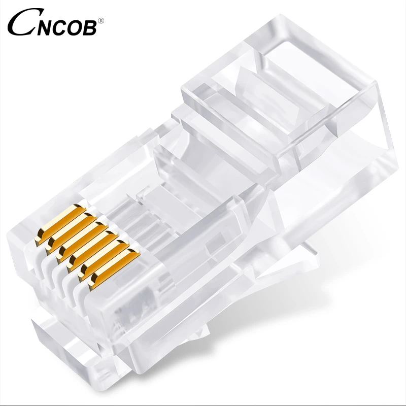 Cncob Rj12 6p6c Long Body Unshielded Telephone Crystal Head Rj11 Six Core Telephone Line ...