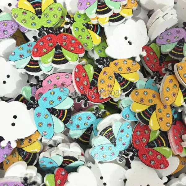 1000pcs 20x17mm Wood Sewing Button Scrapbooking Painting Cartoon Bees ...
