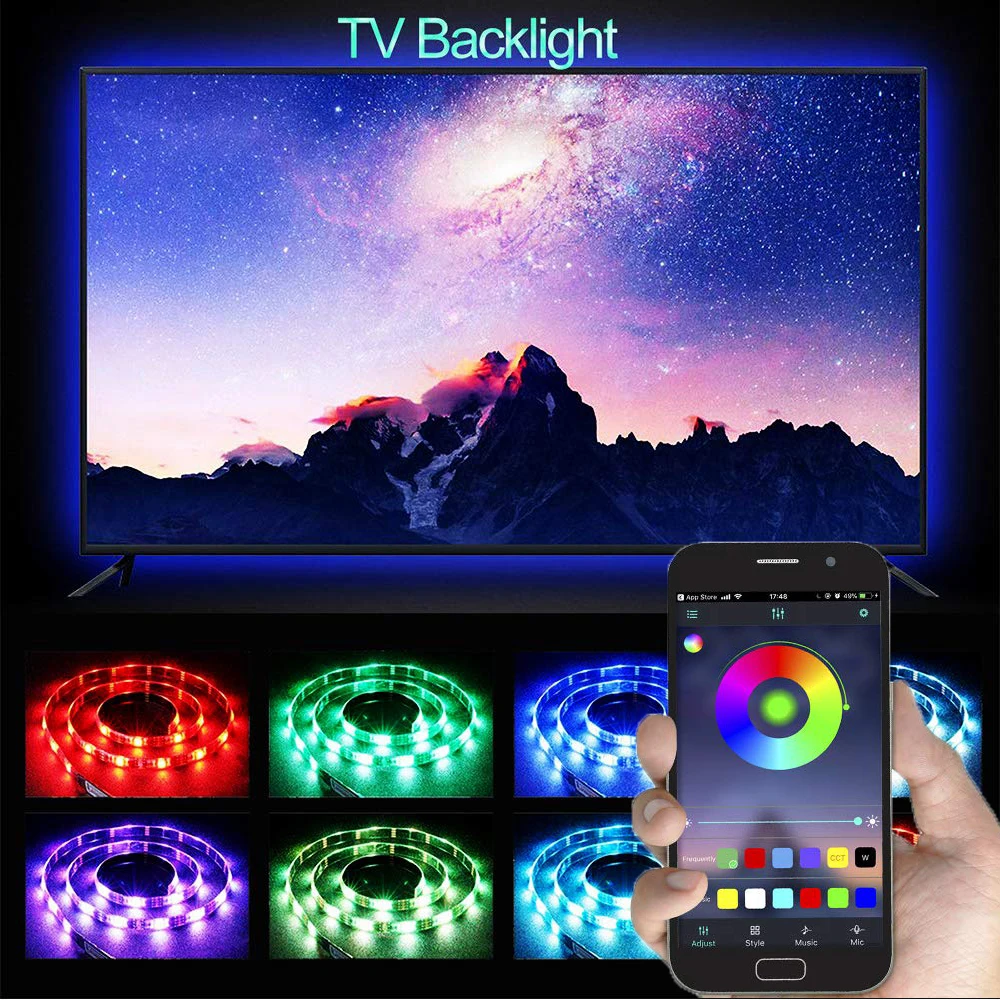 5 v USB Power LED Strip Licht RGB 5050 SMD Bluetooth Desktop Led strip ...