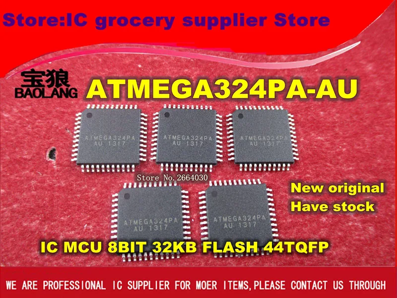 Envío gratis 10 Uds ATMEGA324PA AU ATMEGA324PA ATMEGA324 IC MCU 8BIT 32KB FLASH 44TQFP|flash ...