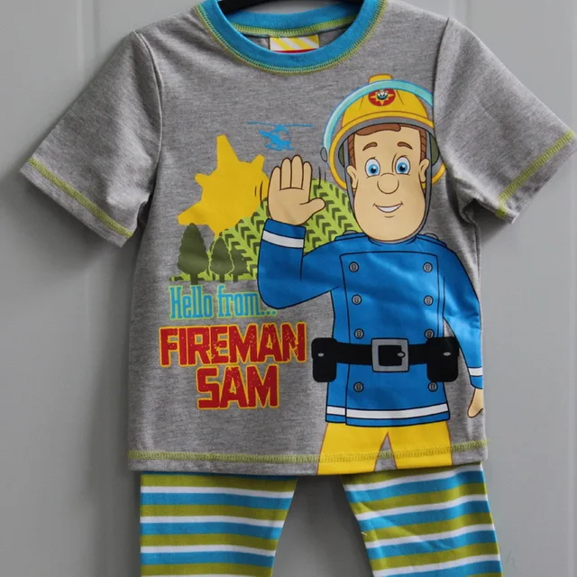 2016 New Arrival Boys Summer Cartoon Fireman Sam Clothing Sets Children ...