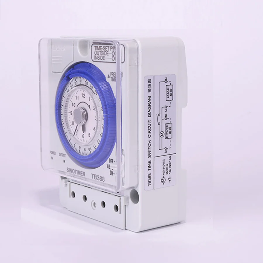 Tb388 220 V Ac Din Rial Analóg Időzítő Kapcsoló Led Jelző Időkapcsoló 24 Órás 15 Perces ...