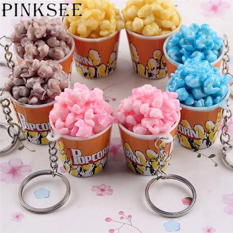 PINKSEE 1 Pc de palomitas de maíz Cadena de llaves con forma Porta ...