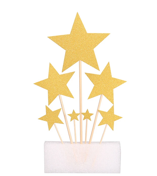 7pcs/pack Gold /Silver Star Cake Topper For Party Decoration XPAG074 ...