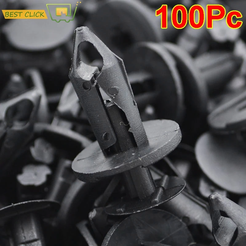 100PCS-Schwarz-Kunststoff-Retainer-Rivet-Auto-Fender-Bumper-Push-Pin ...