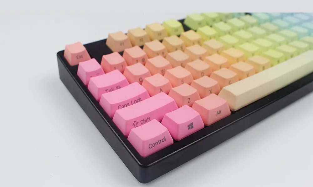 NPKC Rainbow Gradient Keycaps Thick PBT ANSI Layout OEM or Cherry ...