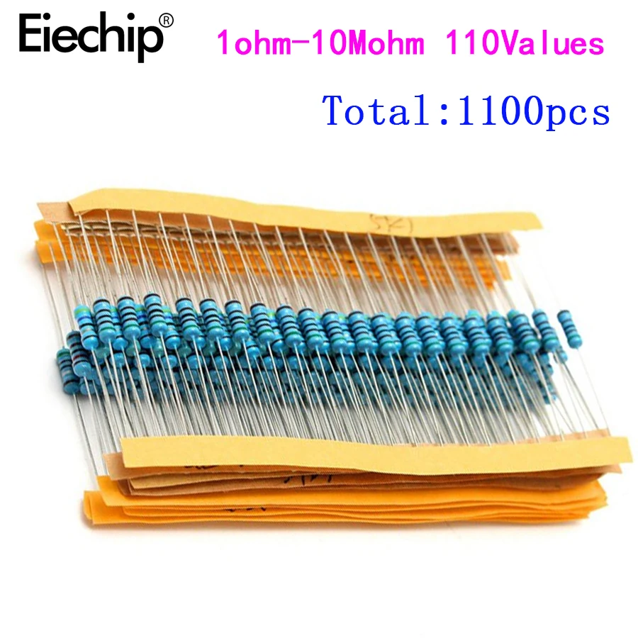 Aliexpress.com : Buy 1100pcs/lot 110 Values 1/2W 1M Metal Film Resistor ...