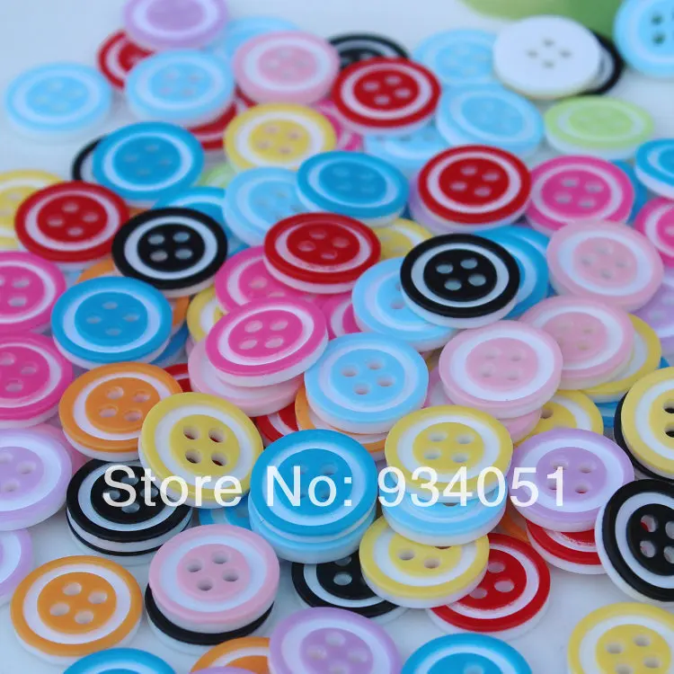 200pcs/lot Mixed Acrylic Buttons 12mm Rainbow Lucite Resin Buttons 4 ...