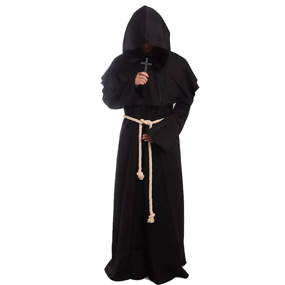 Classic Monk Cowl Robe Friar Medieval Renaissance Priest Hooded Cloak ...