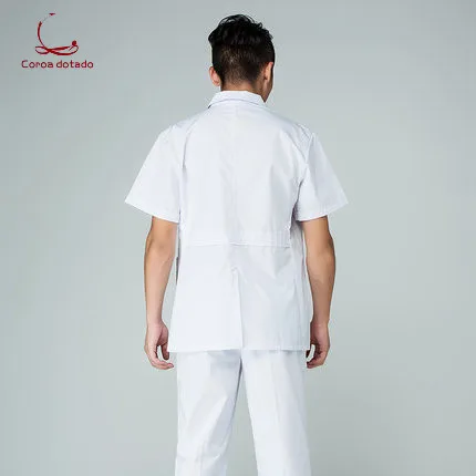 White lab coat split male nurse doctor drugstore smock lab coat long ...