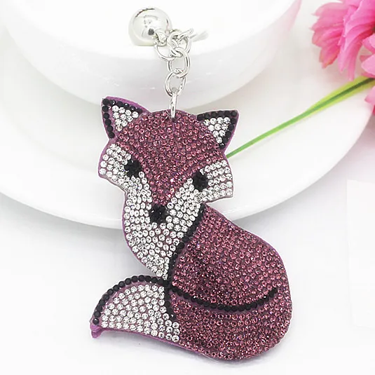 Mix-Colors-New-Car-Keychain-Fox-Key-Chain-with-Crystal-Inlay-Pearl ...