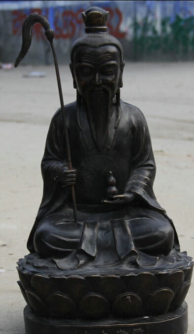 JP S62 26" Big Chinese Taoism Bronze cucurbit immortal Tai Shang Lao ...