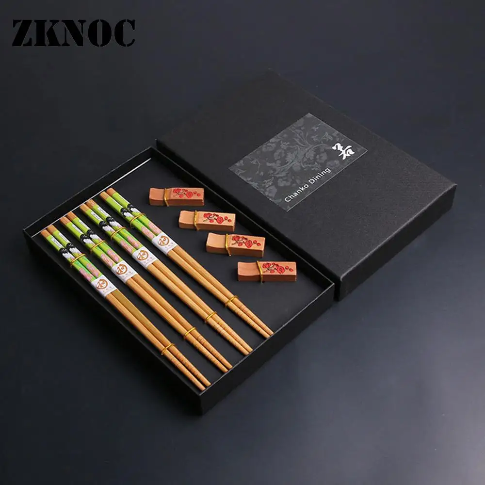Natural Bamboo 4 Color Reusable wooden Sushi Chopsticks Japanese Dinner ...