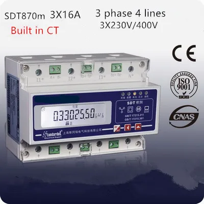 energy meter 3A/16A Built in CT DIN Rail Multifunction Energy Meter ...