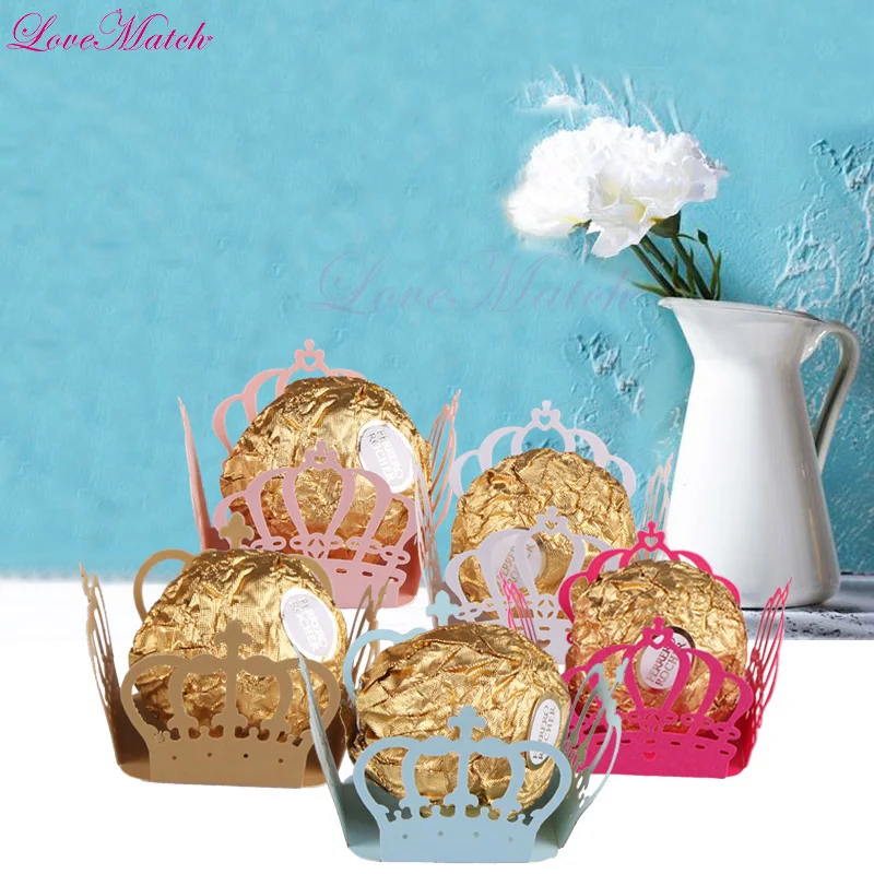 50pcs/lot Crown Laser Cut Candy Bar Box Wedding Favor Chocolate Bar ...