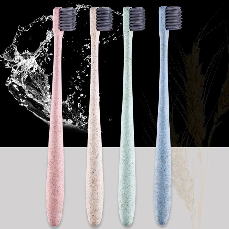 Small head bamboo toothbrush Wheat stalks color kids and adult ...