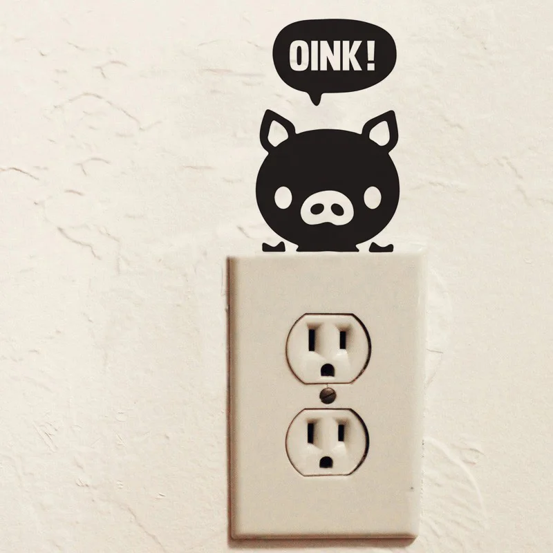 Diy Cute Pig Art Switch Sticker Living Room Bedroom Decorative Wall ...