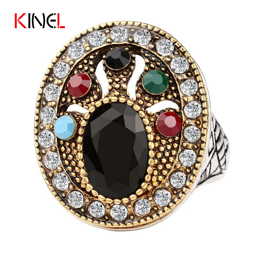 Turkey Colorful Rings For Women Classic Plating Gold Mosaic Crystal ...