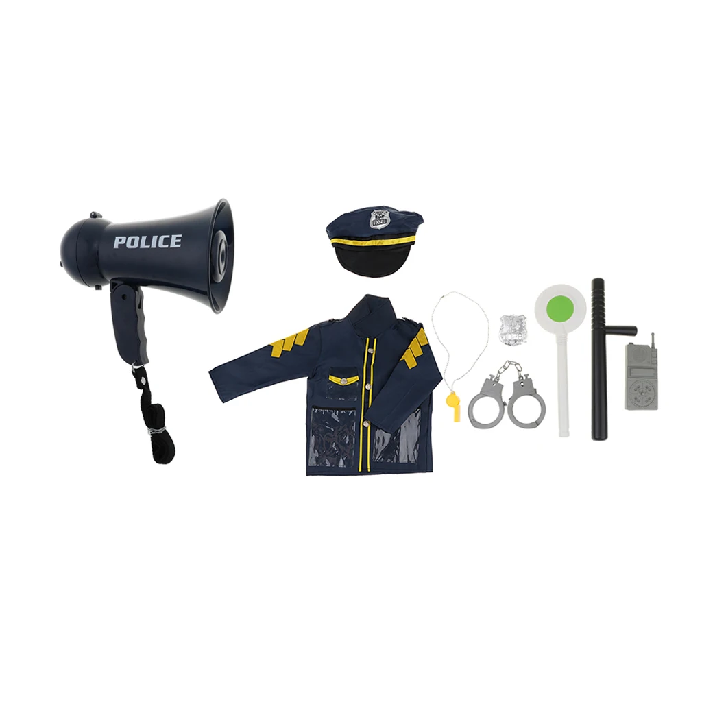 9Pcs/ set Police Officer Set Kid Role Play Toy Megaphone w/ Siren ...