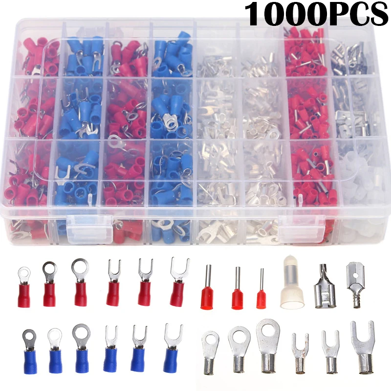 1000Pcs Electrical Cable Wire Crimp Terminals Wire Connector Kit Cord ...